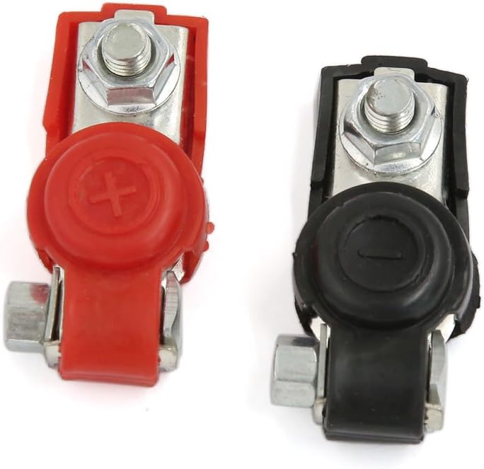 Amazon.com: uxcell 2pcs Red Cover Car Battery Terminal Clamp Clips ...