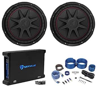 Amazon.com: (2) Kicker 43CVR122 COMPVR 1600W 12" Car Subwoofers Subs+Mono Amplifier+Amp Kit ...