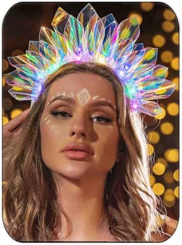 Amazon.com: 6 Pack Flower Crown, Feather Crown Headband Luminous with ...