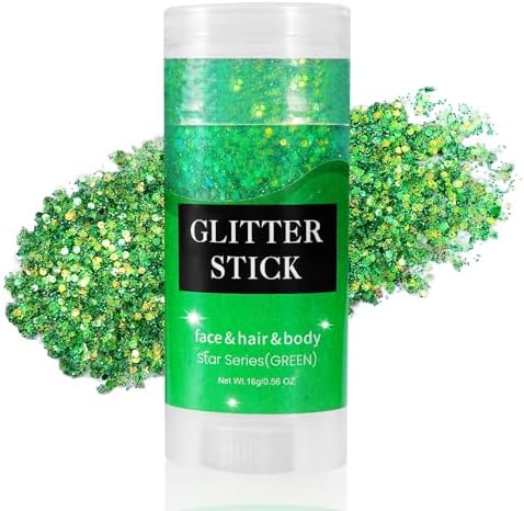 Amazon.com : Mysense Green Body Glitter Stick, Waterproof Face Glitter ...