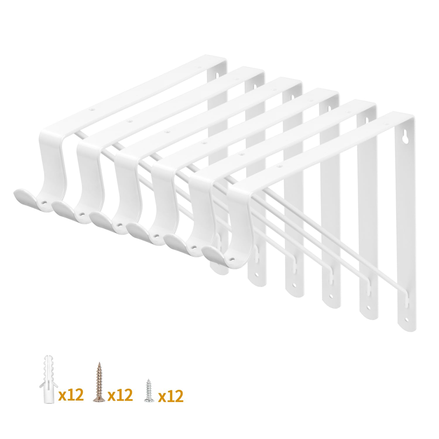 Snapklik.com : Yarssihha 6 Pack Closet Rod Bracket, Wall Mounted Closet ...