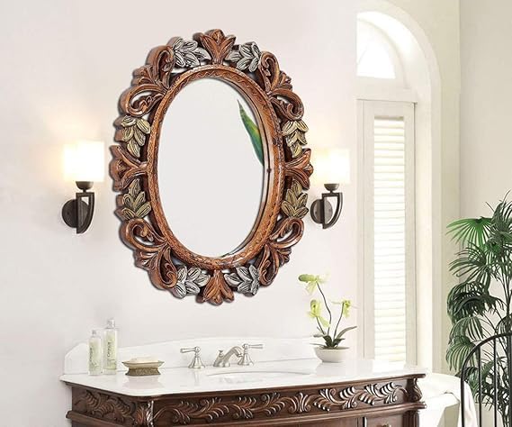 Buy Ladia Woods Handcrafted Round Wooden Wall Mirror with Natural Log ...