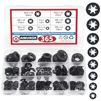 AIMUNOK 365Pcs 8 Sizes Internal Tooth Star Lock Washers, Push Nuts ...