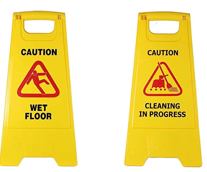 Mitrin Wet Floor And Cleaning in Progress Sign Board (2 In 1) ,yellow ...
