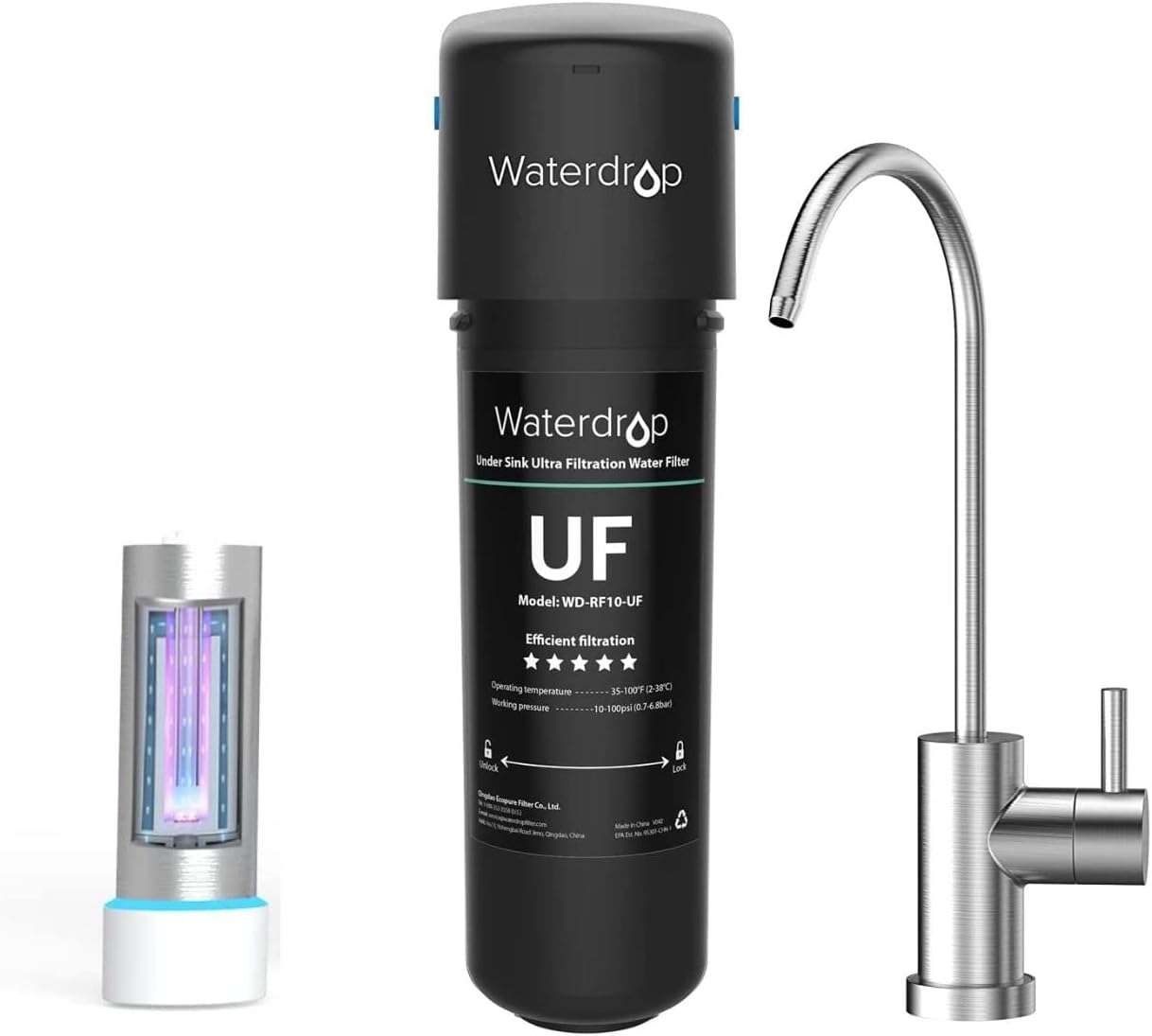 Waterdrop 10UB-UF 0.01 μm Ultra Filtration Under Sink Water Filter ...