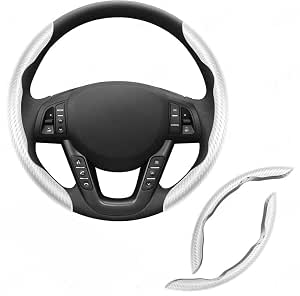 MIZZEO Carbon Fiber Texture Non-Slip Steering Wheel Cover, Carbon White ...