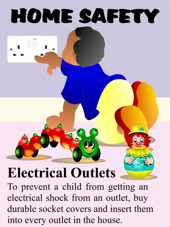 Home Safety Electrical outlets Sign Sticker, Waterproof Sticker Sign ...