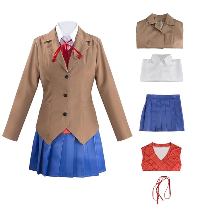 Buy Doki Doki Literature Monika Outfit Yuri Ddlc Uniform Sayori Cosplay ...