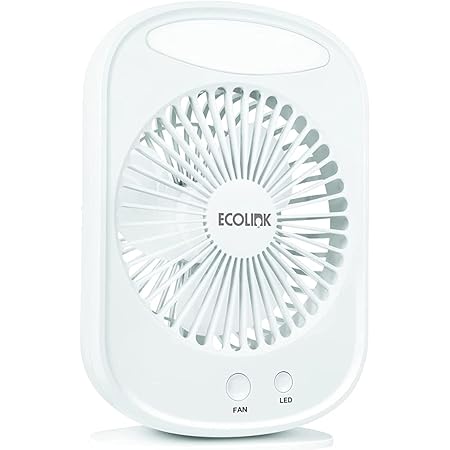 EcoLink Comfy Rechargeable Fan (White),Emergency Portable USB Fan with ...