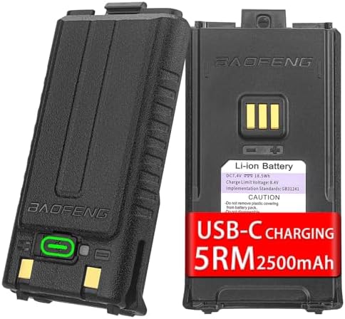 Amazon.com: BAOFENG 5RM Battery,USB-c Charging Original 2500mah 7.4V ...
