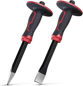 Masonry Chisel Set - 2-Piece Heavy Duty Pointed & Flat Rock Chisels ...
