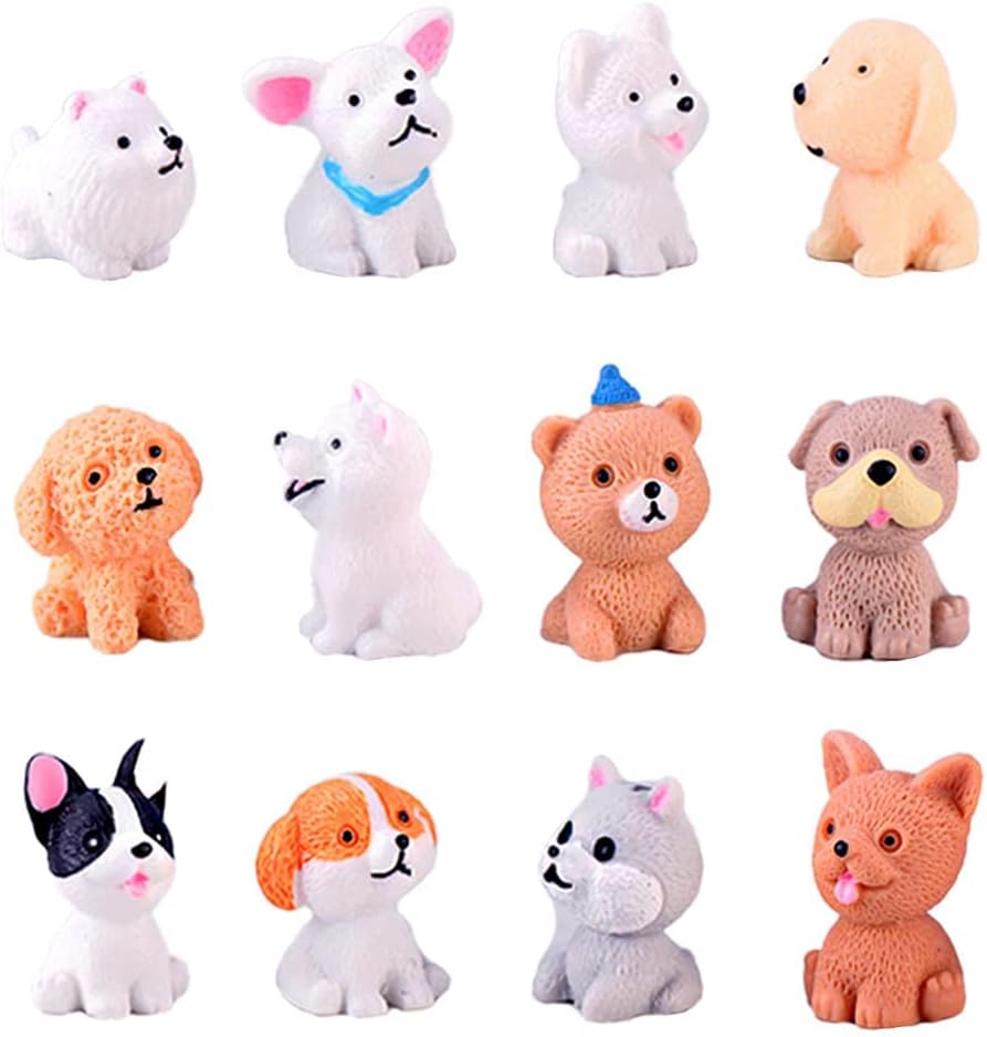 12 Pcs Dog Figures for Kids, Animal Toys Set Cake Toppers, Dog ...