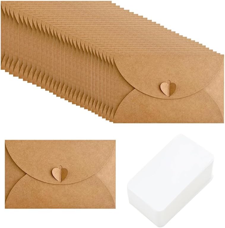 30 Pack Thank You Cards and Envelopes, Mini Kraft Paper Envelopes with ...