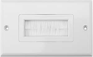 White Brush Wall Plate Anti dust Wall Mount Panel Cable Pass Through ...