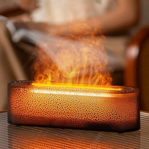 OKYUK Flame Fire Diffuser Humidifier, 7 Colors Changing Oil Diffuser ...