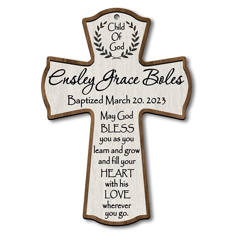Amazon.com : Personalized Baptism Cross wood sign, Baby baptism cross ...