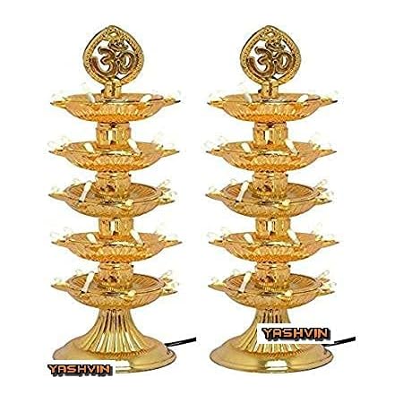 Veena@Lighting Lamps for Pooja MAHA Pack 5 Layer Electric Diya Deepak ...