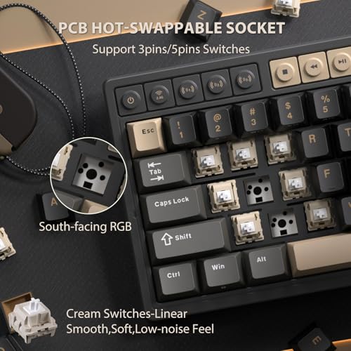 RK ROYAL KLUDGE M65 Wireless Gaming Keyboard with Volume Knob, 60% Hot ...