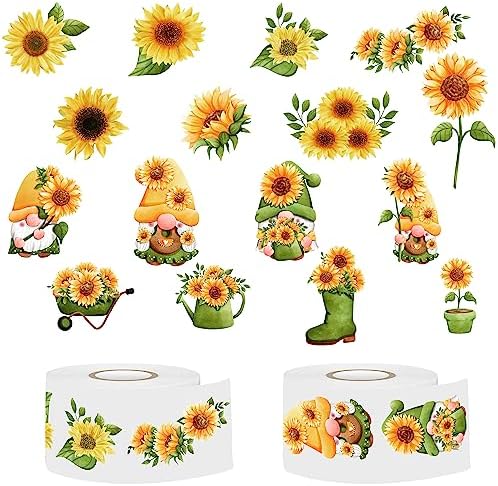 Amazon.com: Jouierty 1000pcs Sunflower Sticker Rolls (2 Rolls), 16 ...