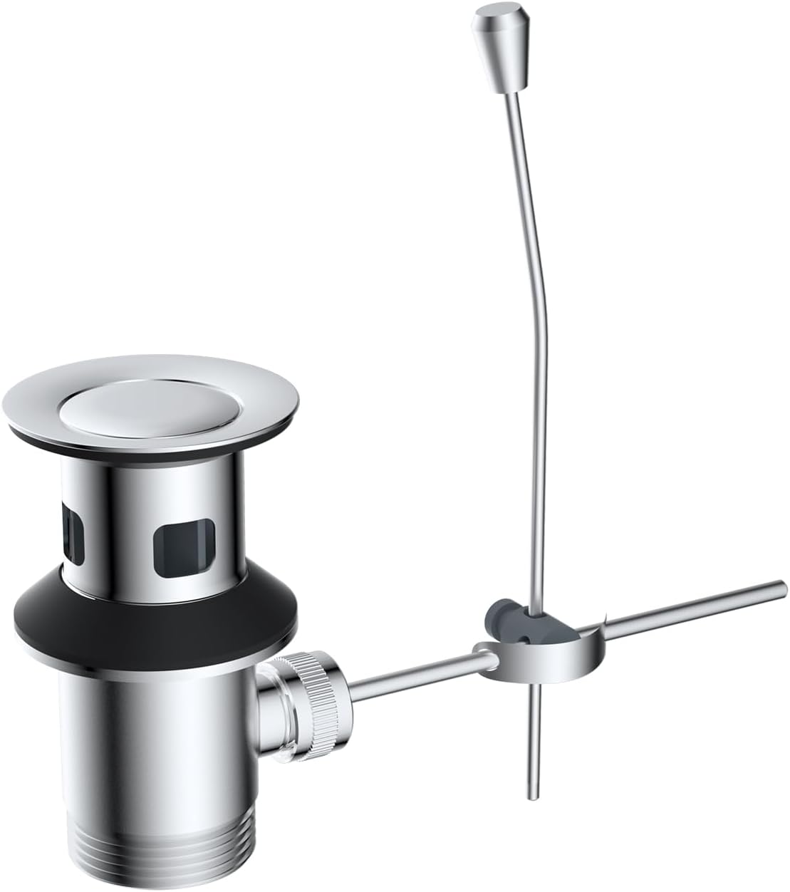 Chrome Bathroom Basin Push Pull Rod Lever Pop Up Plug Slotted Waste BSP ...