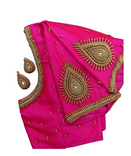 Buy Women Art Silk Maggam Hand Made Work Regular Fit Half Sleeve Blouse ...