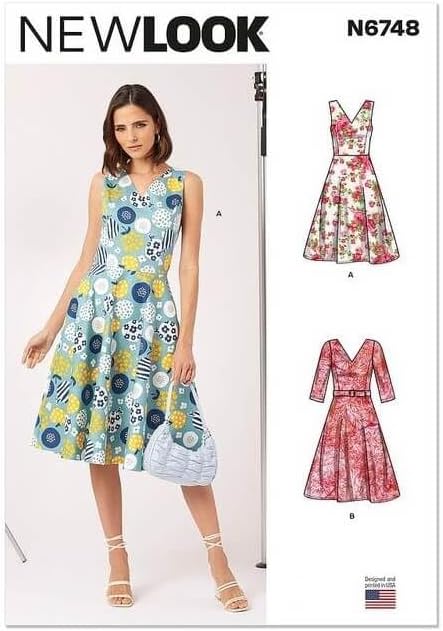 Amazon.com: New Look UN6748A Misses' V-Neck Dress Sewing Pattern Kit ...