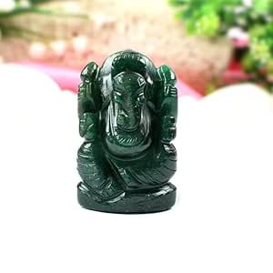 Buy SS Murti Natural Handmade 1.5" Inch Green Jade Ganesha Idol Crystal ...