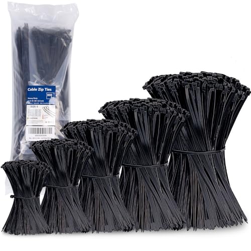Amazon: 800 Pack Black Zip Ties Assorted Sizes, 4 6 8 10 12 Inch Nylon ...