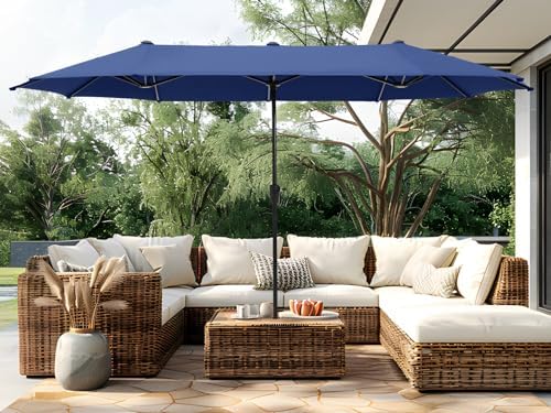 Amazon.com : PHI VILLA 15ft Large Patio Umbrellas with Base, Outdoor ...