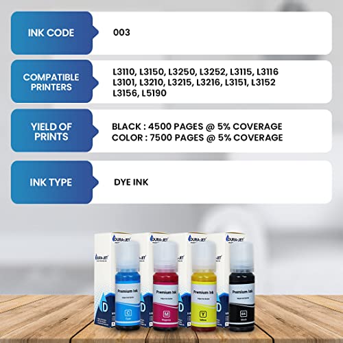 DURA-JET 003 Compatible Ink for Epson L3110, L3150, L3115, L3116, L3101 ...