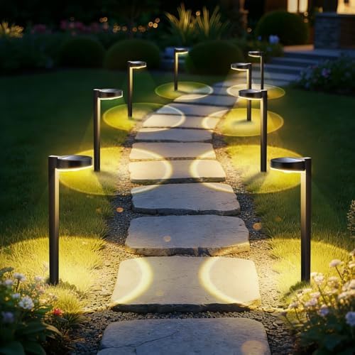 APONUO 12 Pack Solar Pathway Lights Outdoor, 3 Color Temperatures ...