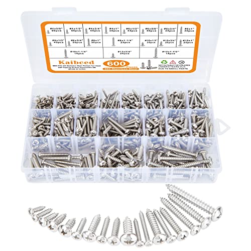 Snapklik.com : 600Pcs Wood Screws Assortment Kit, 4#6#8#10#12 Phillips ...