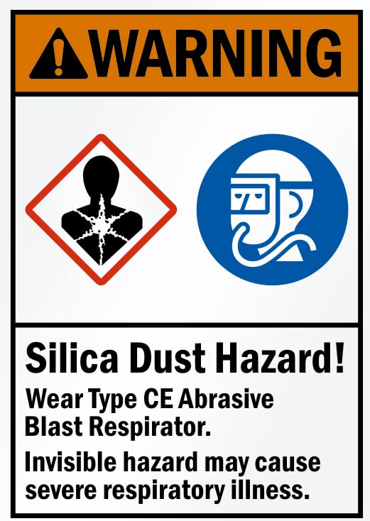 Warning Silica dust Hazard! Wear Type CE Abrasive Blast Respirator ...