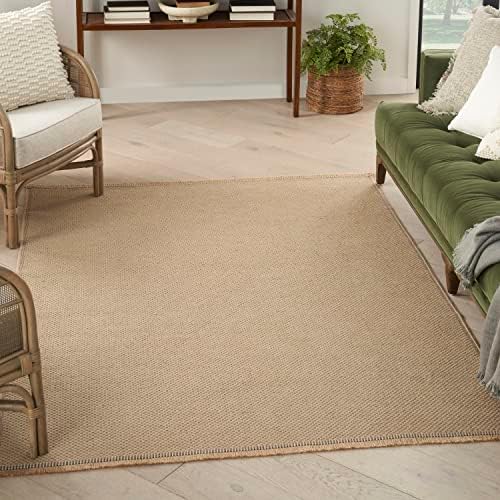 Amazon.com: Nourison Washable Jute Solid Natural 5'3" x 7'3" Area Rug ...