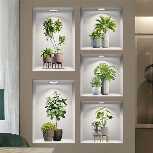 Amazon.com: Aurbhosa Green Plant Wall Decal Tropical Plant Potted ...