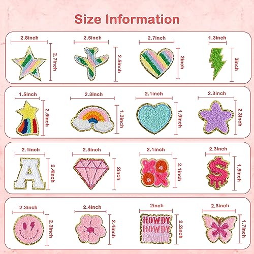 Snapklik.com : 61 Pcs Self Adhesive Chenille Patches, 2 Ways Chenille ...