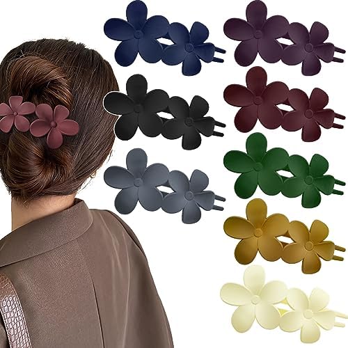 Amazon.com : 8 PACK Flower Alligator Hair Clips Matte Curved Hair Claw ...