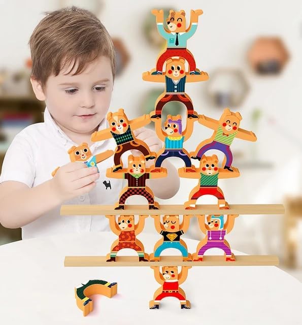 OOTORO Wooden Stacking Toys,Circus Hercules Acrobatic Troupe Toy ...