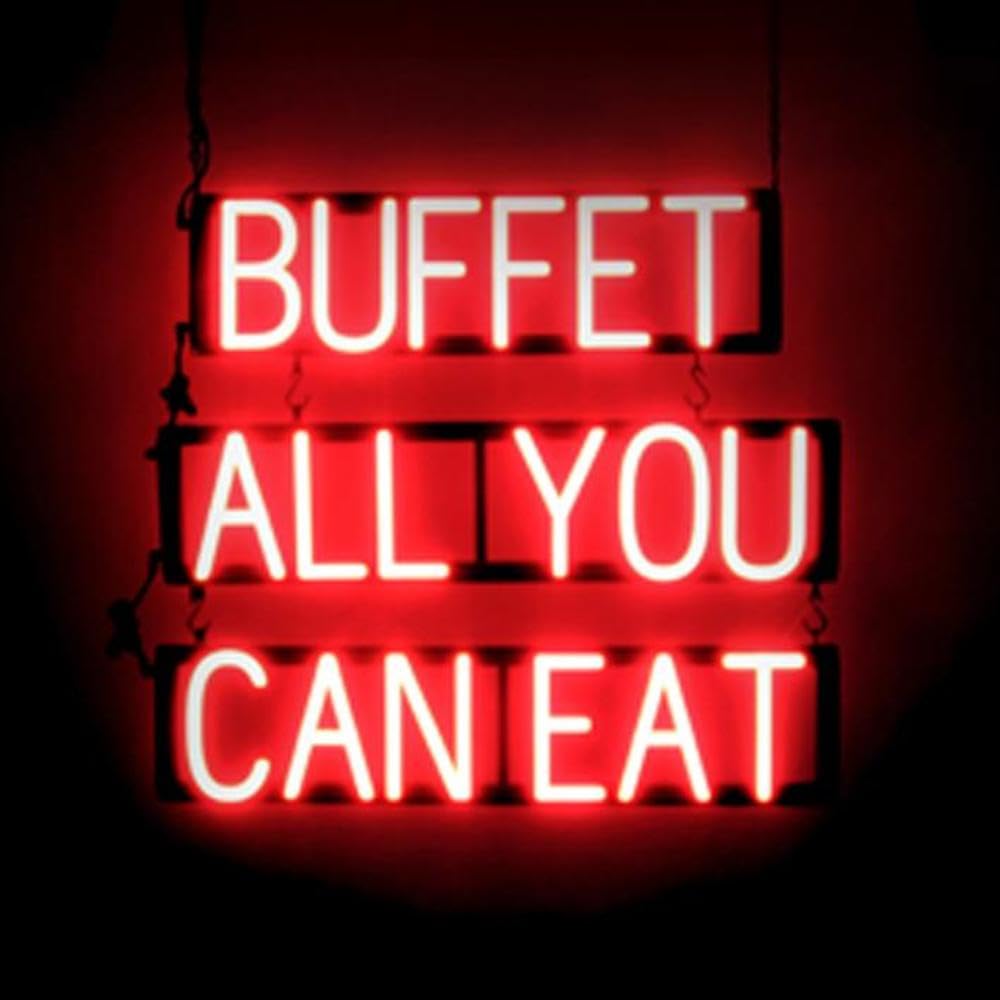 SpellBrite BUFFET ALL YOU CAN EAT Sign | Neon Look, Red LED Lights ...