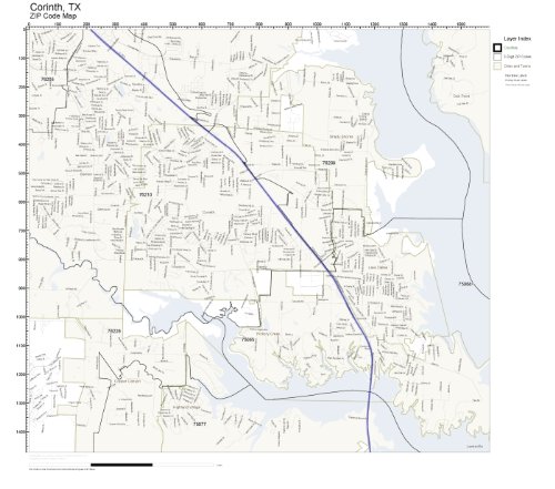 Amazon.com : ZIP Code Wall Map of Corinth, TX ZIP Code Map Not ...