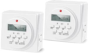 iPower 7 Day Heavy Duty Digital Programmable Electric Timer, Indoor ...
