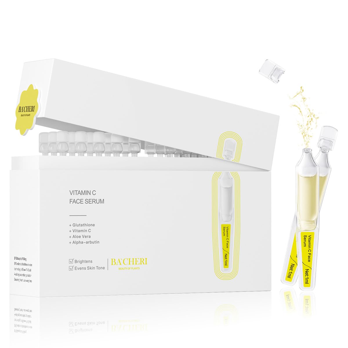 BACHERI Vitamin C Serum for Face with Hyaluronic Acid, Glutathione ...