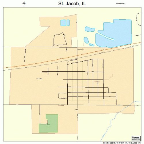 Amazon.com: Large Street & Road Map of St. Jacob, Illinois IL - Printed ...