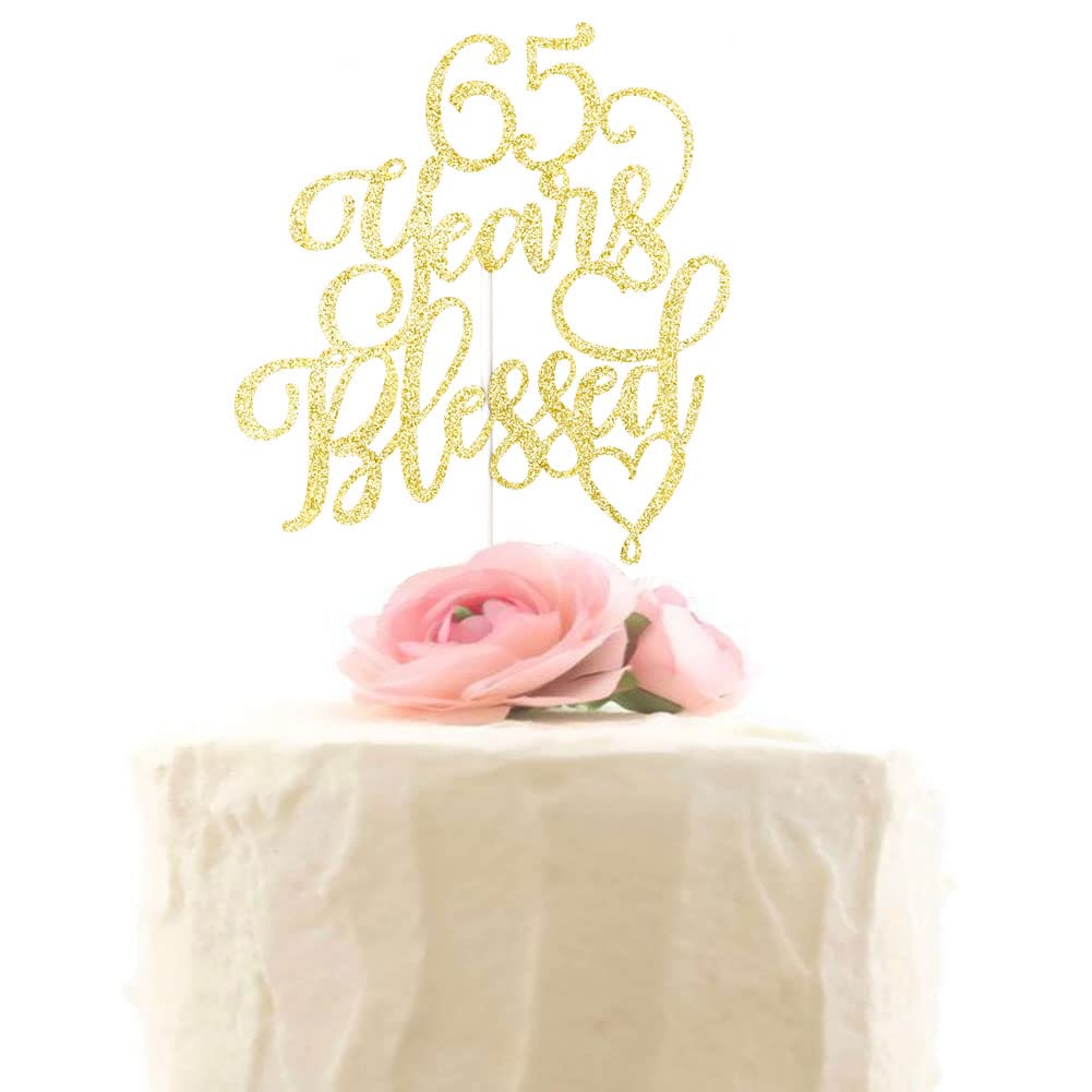 Amazon.com: 65 Years Blessed Cake Topper, Happy 65th Birthday Cake ...