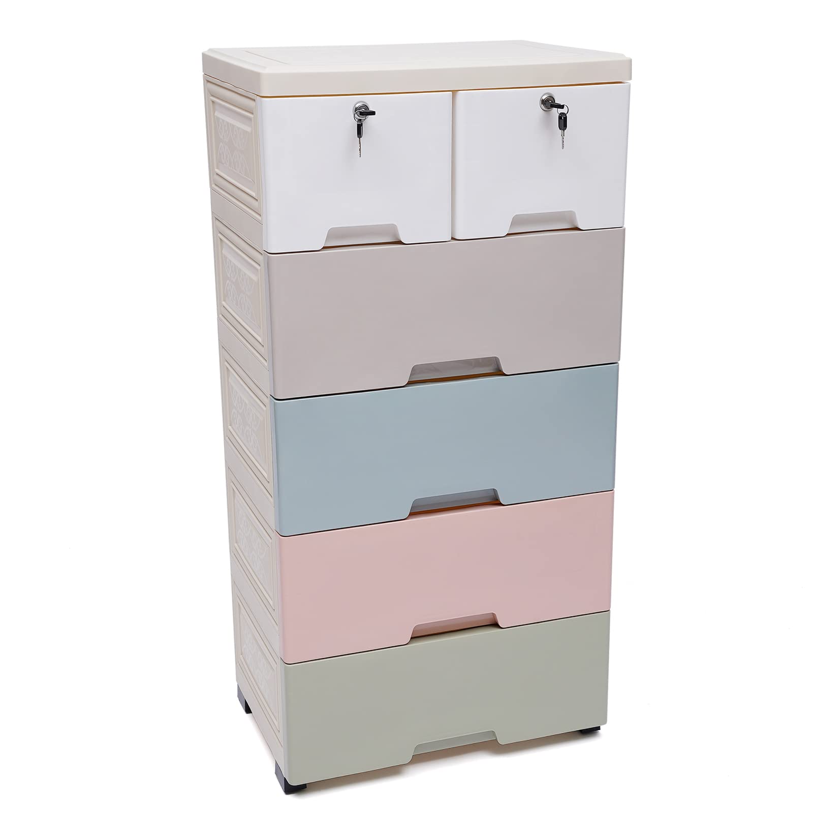 Amazon.com: 6 Drawer Plastic Drawers Dresser Storage Cabinet with 4 ...