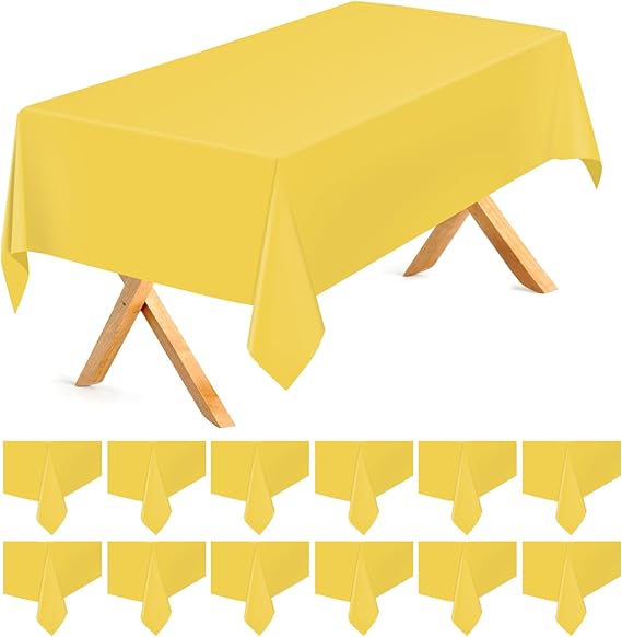 Amazon.com: Kongdaoth Yellow 12 Pack Plastic Tablecloths 54"x 108 ...
