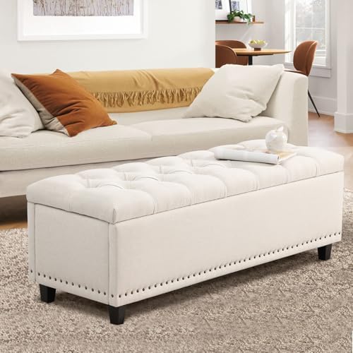 Amazon.com: GIODIR 50" Storage Bench for Bedroom,Tufted Storage Ottoman ...