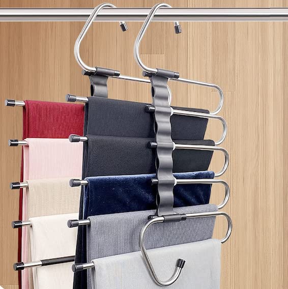 Amazon.com: Space Saving Pants Hanger- 2 Pack Closet Organizer Closet ...