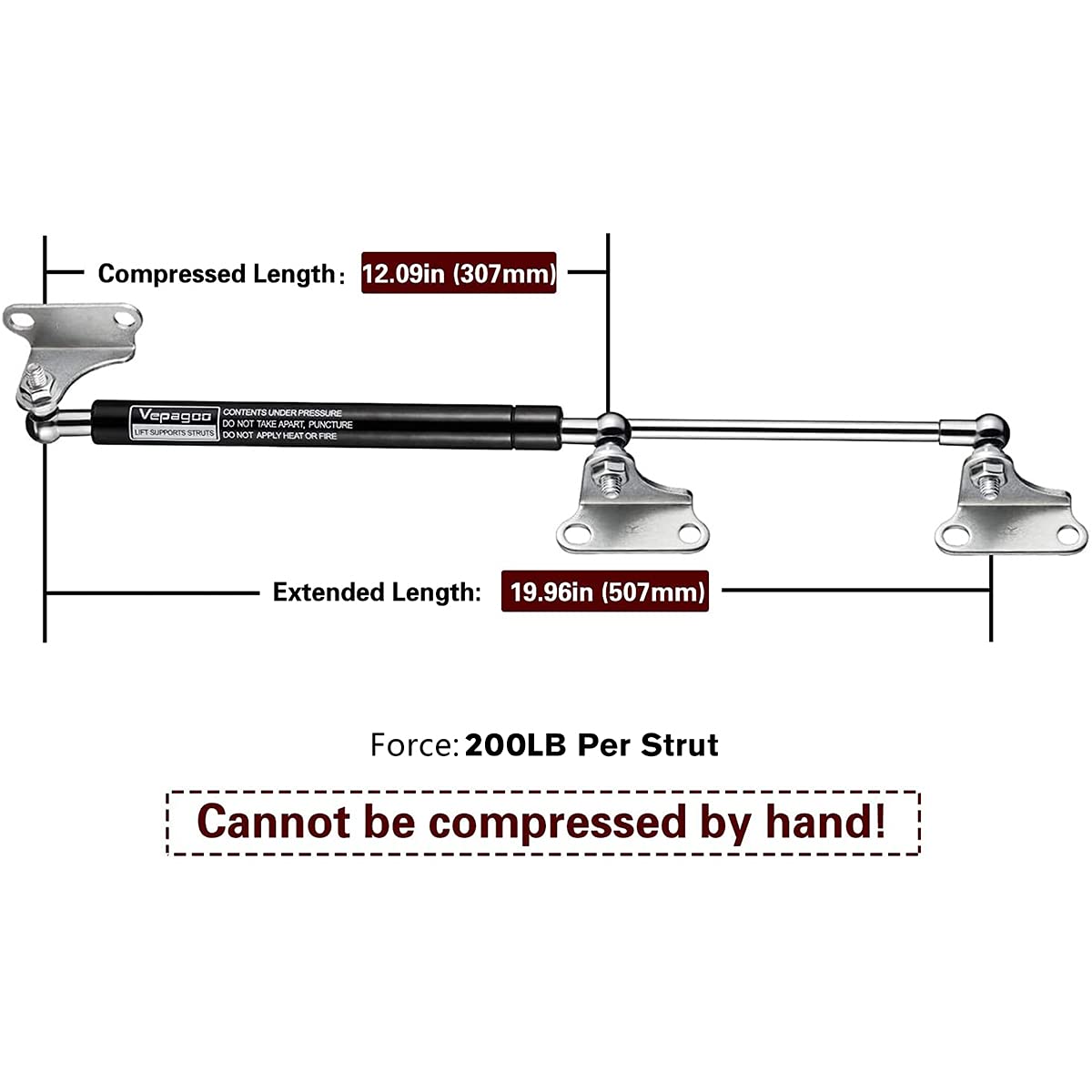 20 Inch 200lb/890N Per Gas Shock Strut Spring for RV Bed Boat Bed Cover ...