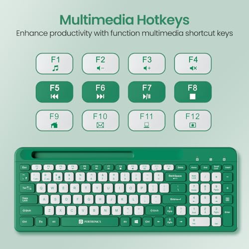 Portronics Bubble Square Wireless Keyboard with Bluetooth + 2.4 GHz USB ...